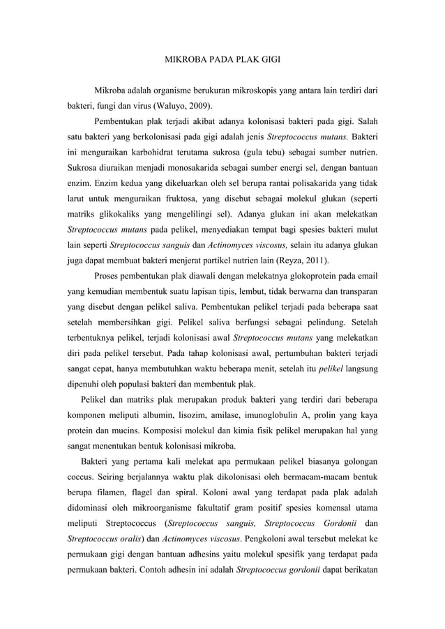 Mikroba pada plak gigi | DOC