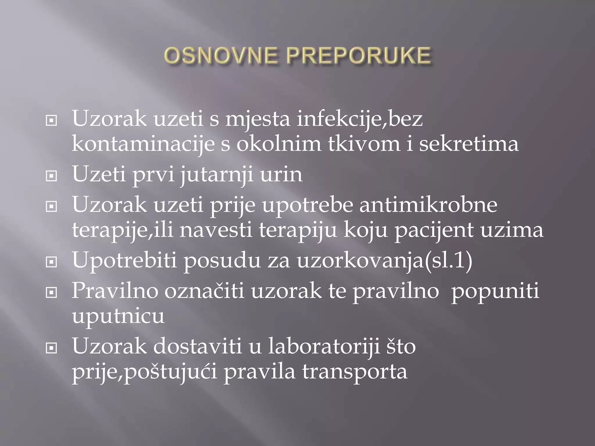 Uzimanje uzoraka za mikrobiološku analizu | PPTX