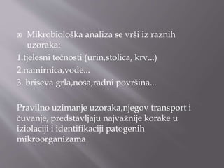 Uzimanje uzoraka za mikrobiološku analizu | PPTX