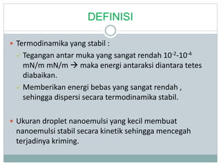 Mikroemulsi dan nanoemulsi | PPTX