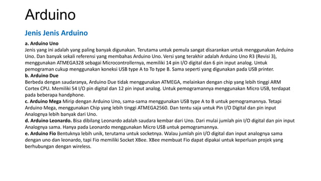 Training Mikrokontroler Basic Dengan Arduino Ppt