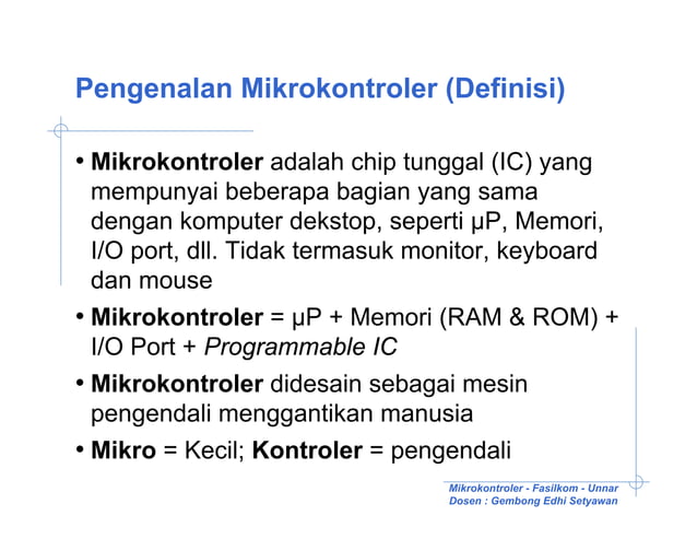 Mikrokontroler pertemuan 1 | PDF