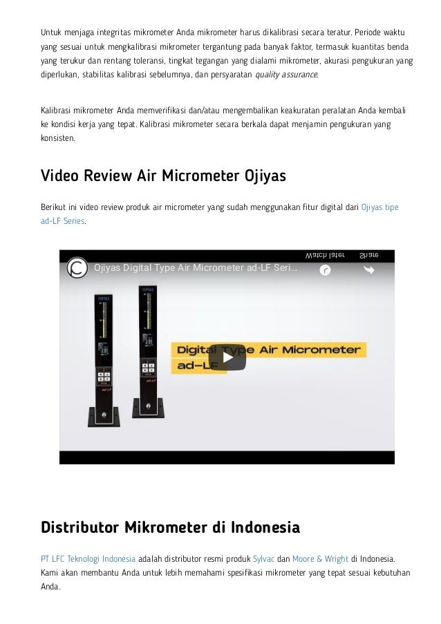 Mikrometer - Fungsi, Jenis, dan Contoh Mikrometer Terbaik | PDF