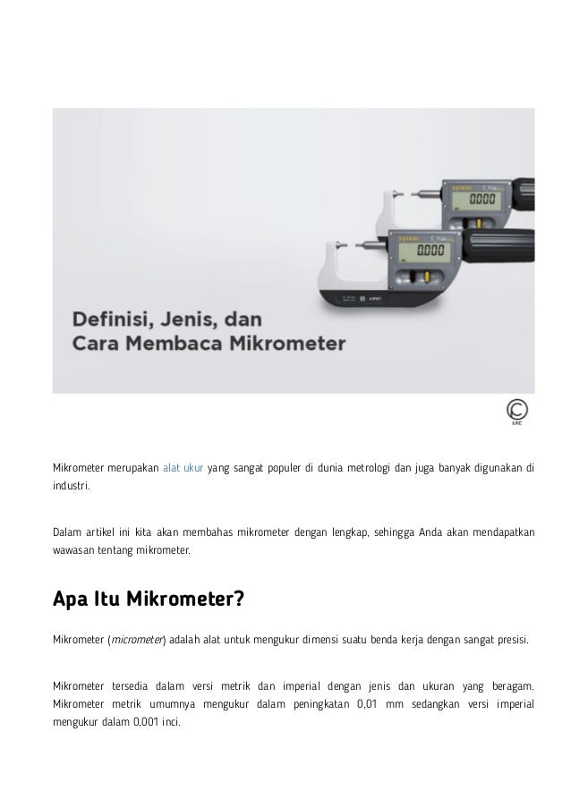 Mikrometer - Fungsi, Jenis, dan Contoh Mikrometer Terbaik | PDF