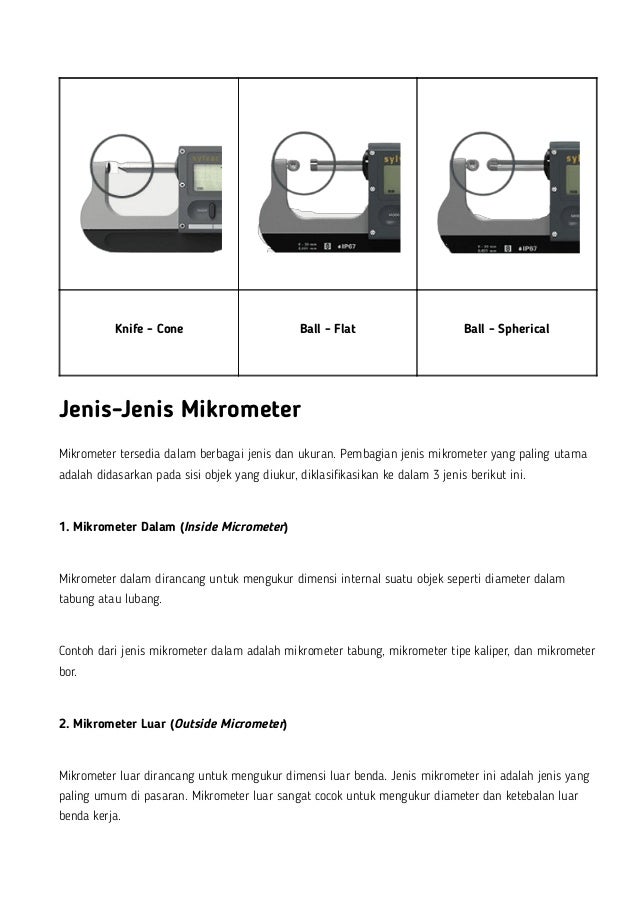 Mikrometer - Fungsi, Jenis, dan Contoh Mikrometer Terbaik | PDF