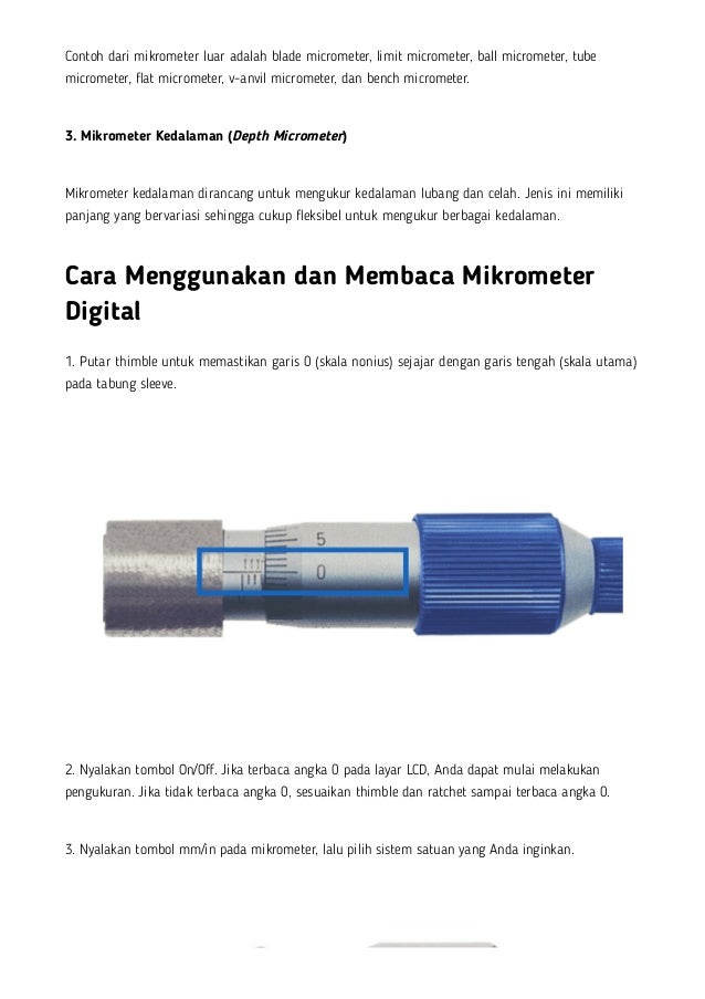 Mikrometer - Fungsi, Jenis, dan Contoh Mikrometer Terbaik | PDF