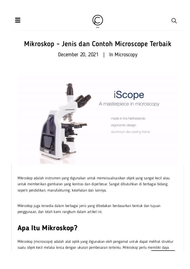 Mikroskop - Jenis dan Contoh Microscope Terbaik | PDF