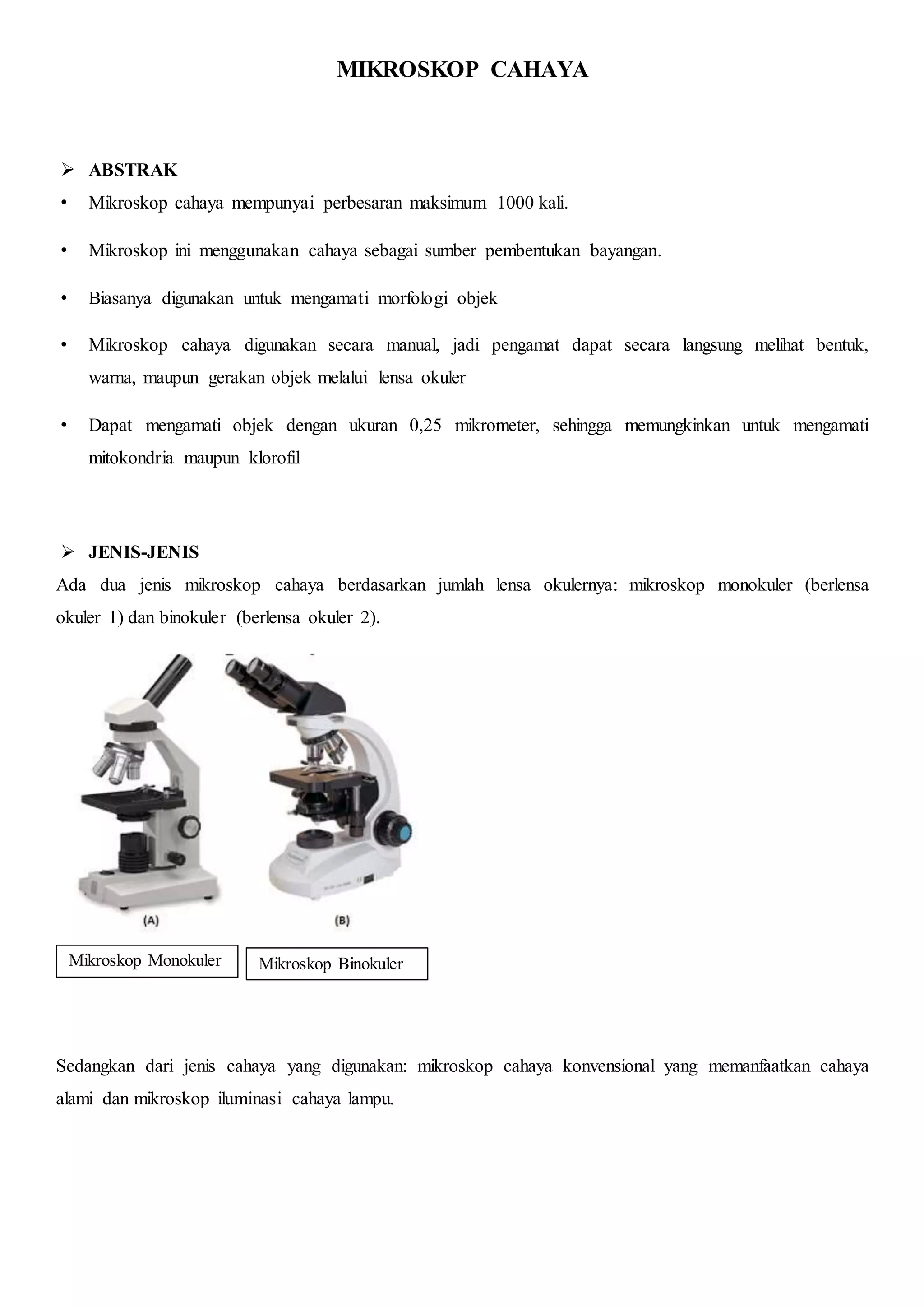 Mikroskop cahaya | DOCX