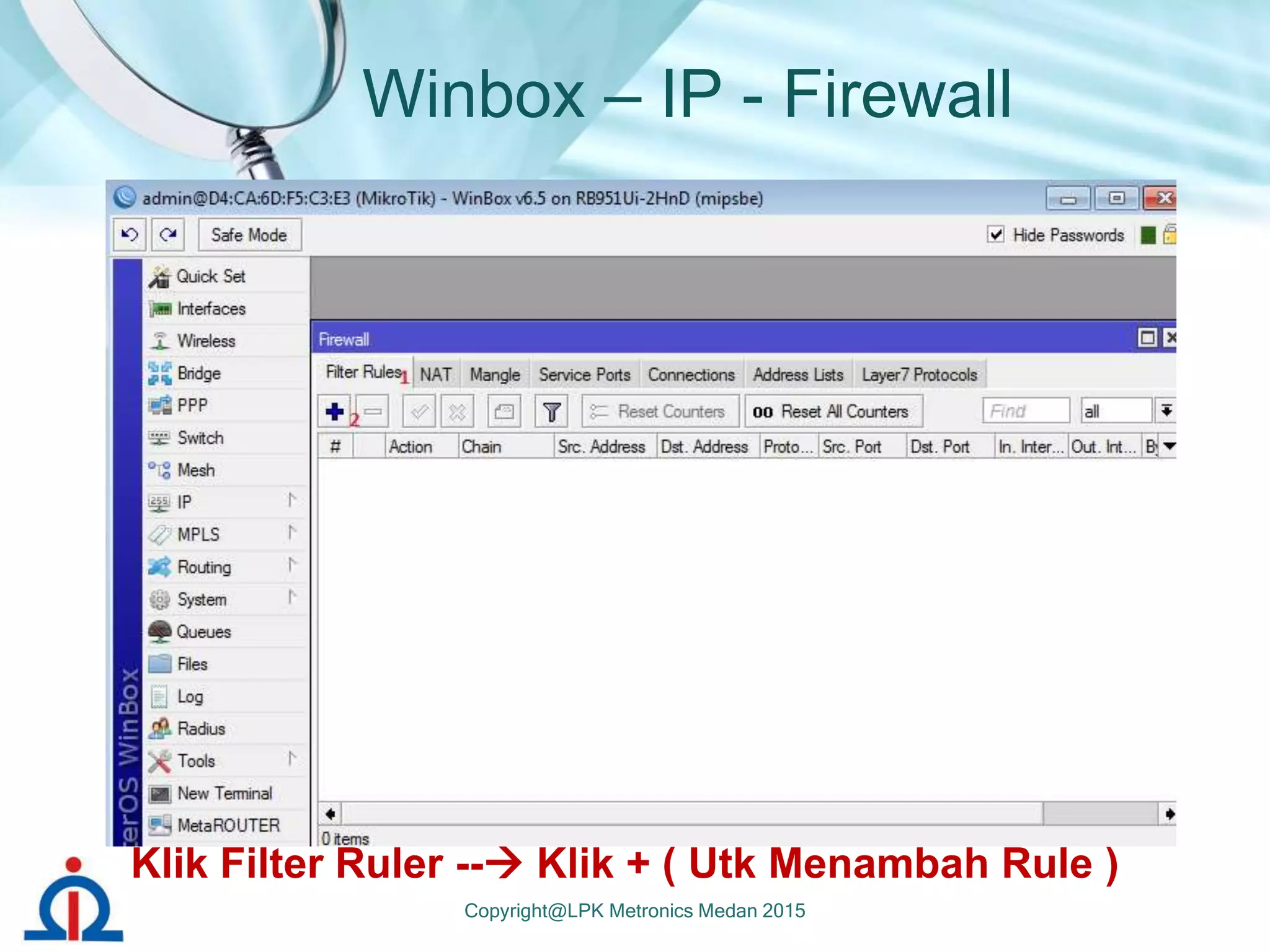 Blokir situs dengan firewall di mikrotik | PPTX