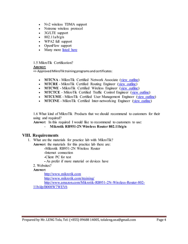 Mikrotik basic configuration | DOCX