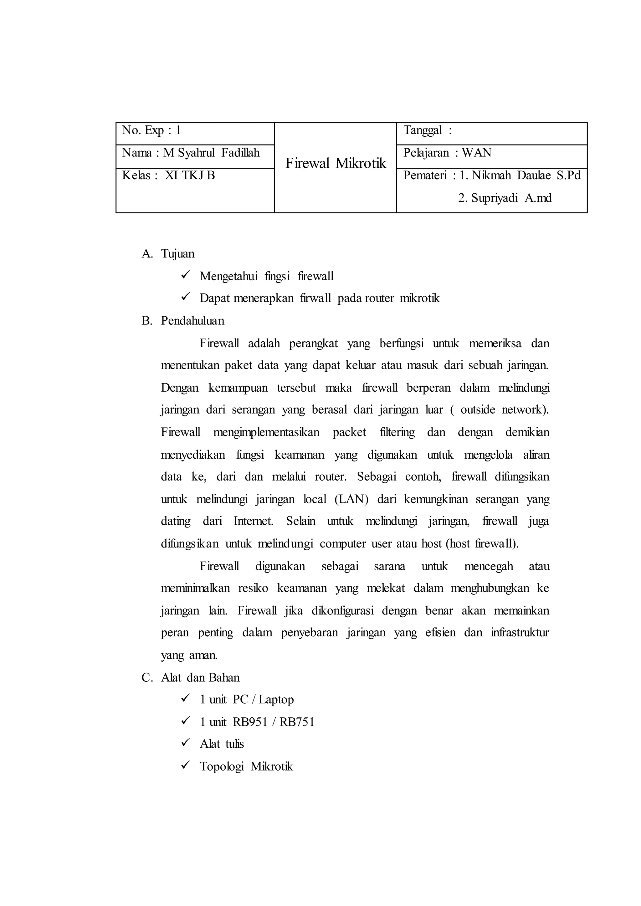 Mikrotik Firewall | PDF
