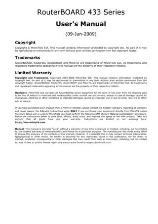 Mikrotikrb433s | PDF
