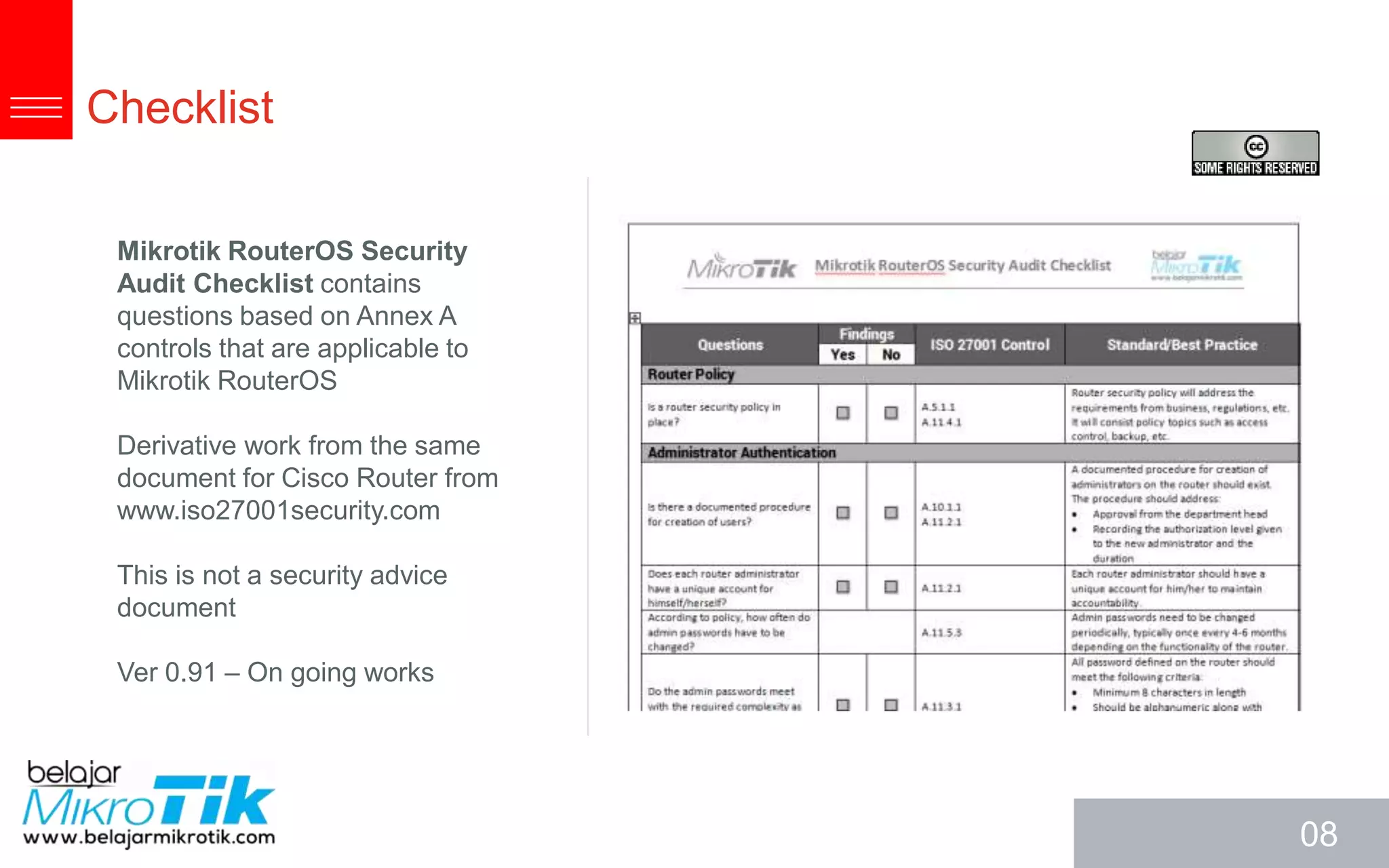 Mikrotik RouterOS Security Audit Checklist by Akbar Azwir | PPTX