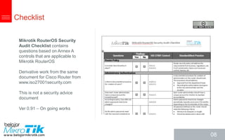 Mikrotik RouterOS Security Audit Checklist by Akbar Azwir | PPTX