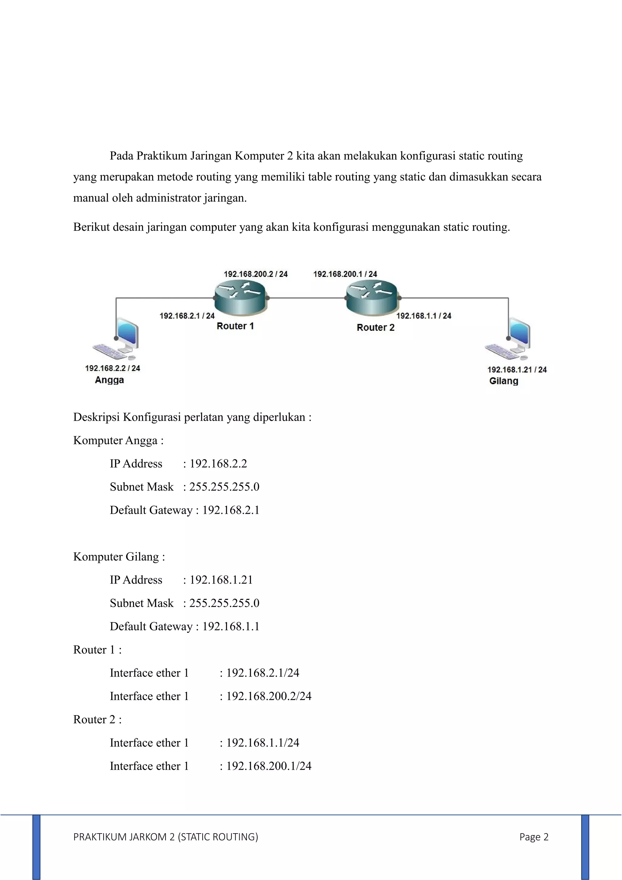 Mikrotik static routing | PDF