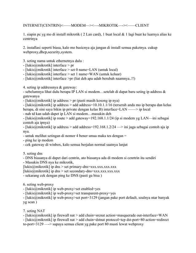 Mikrotik warnet | DOC