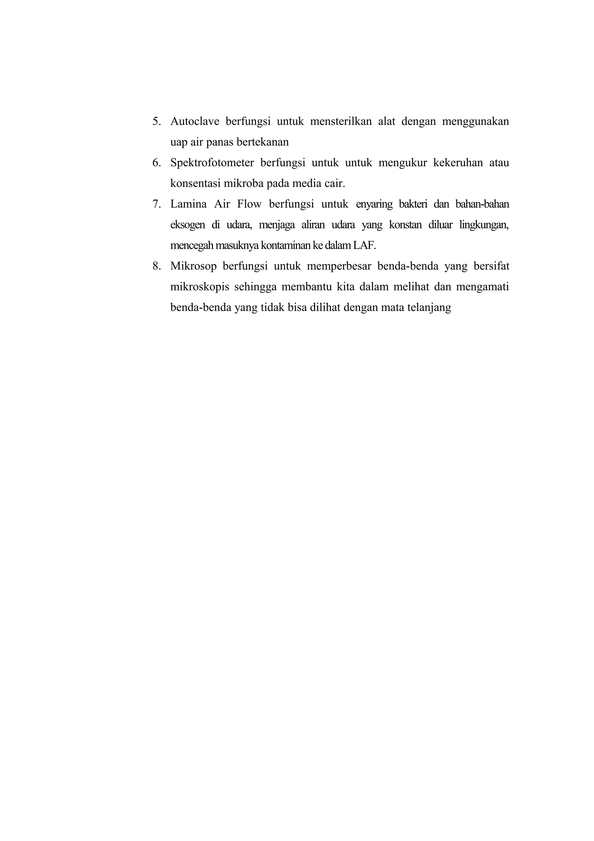 ITP UNS SEMESTER 2 Mikum acara 1 Pengenalan alat dan teknik aseptis | DOC