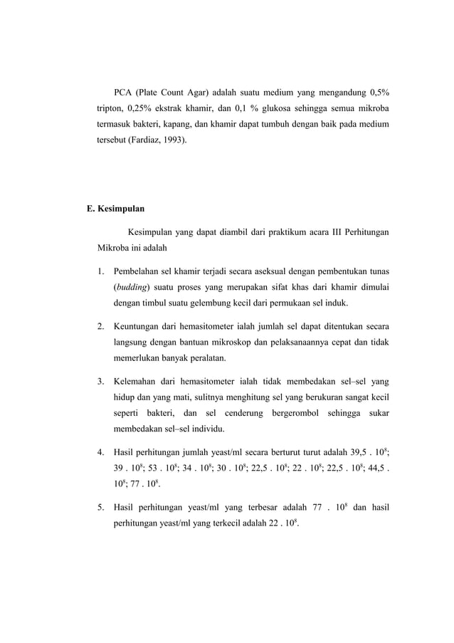 ITP UNS SEMESTER 2 Mikum acara 3 Perhitungan Mikroba | DOC