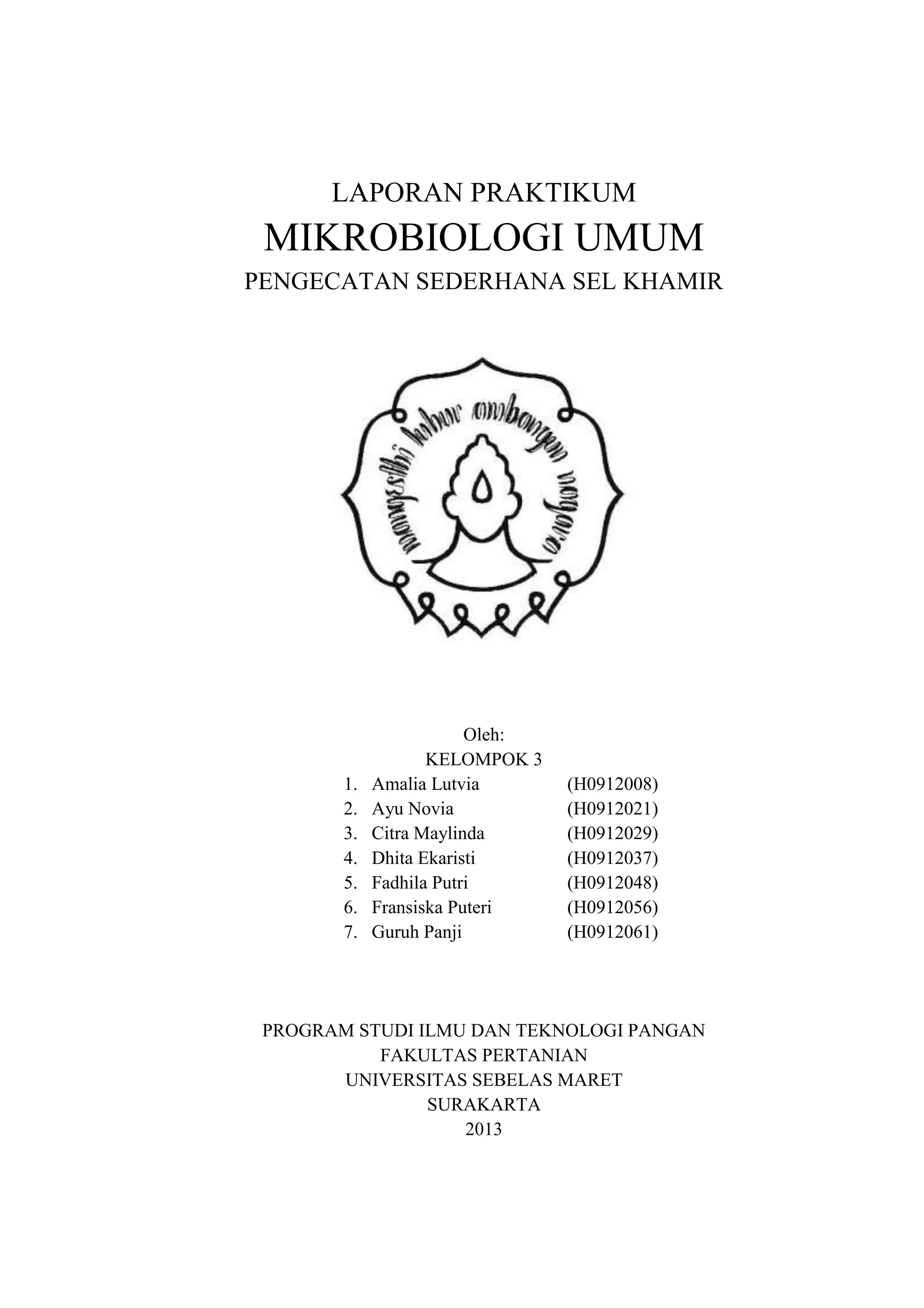 ITP UNS SEMESTER 2 Mikum acara 5 Pengecatan Sederhana Sel Khamir | DOCX