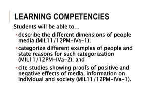 Mil 11. media and information literacy (mil) - people media (feb.19) | PPTX
