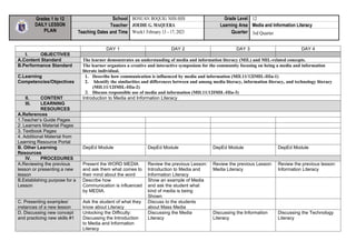 Media and information Daily Lessons Plan | PDF | Internet for Beginners ...