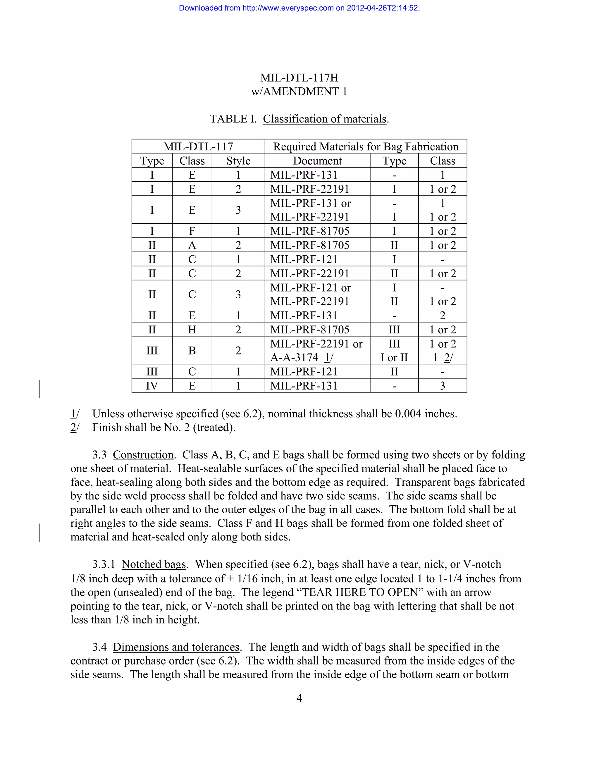 Mil dtl-117 h-amendment-1 Military Packaging | PDF