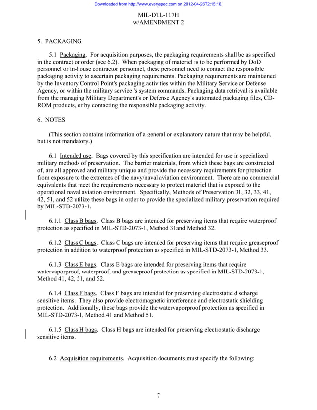 Mil dtl-117 h-amendment-2 military packaging | PDF