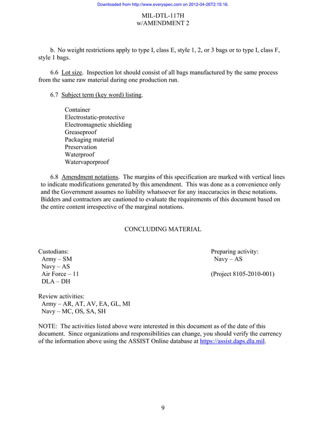 Mil dtl-117 h-amendment-2 military packaging | PDF