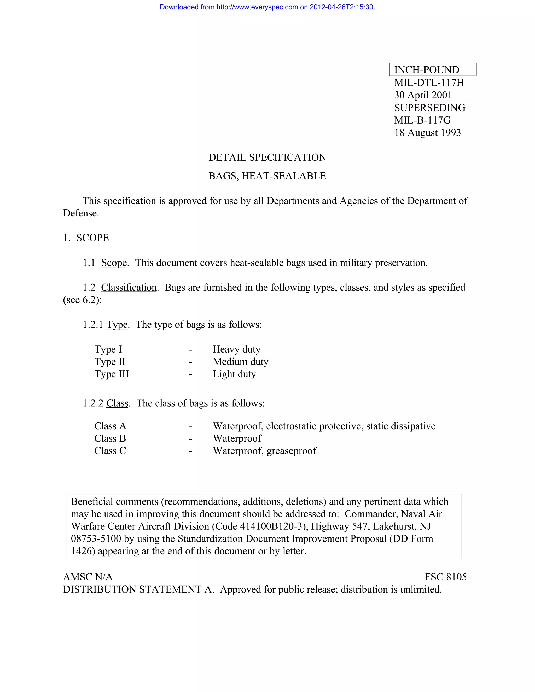 Mil dtl-117 h Military Packaging | PDF