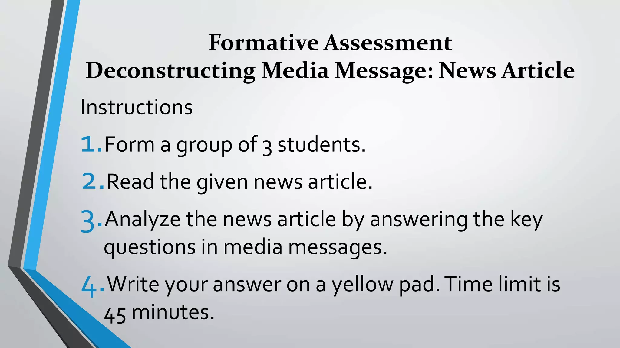 Media and Information Literacy (MIL) 4.MIL Media Literacy (Part 2)- Key Concepts and Questions ...