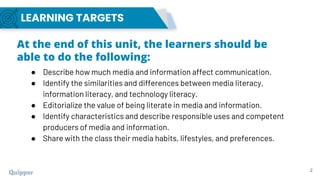 Media and information literacy for Senior high school | PDF