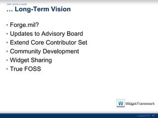 OZONE & OWF: A Community-wide GOTS initiative and its transition to ...