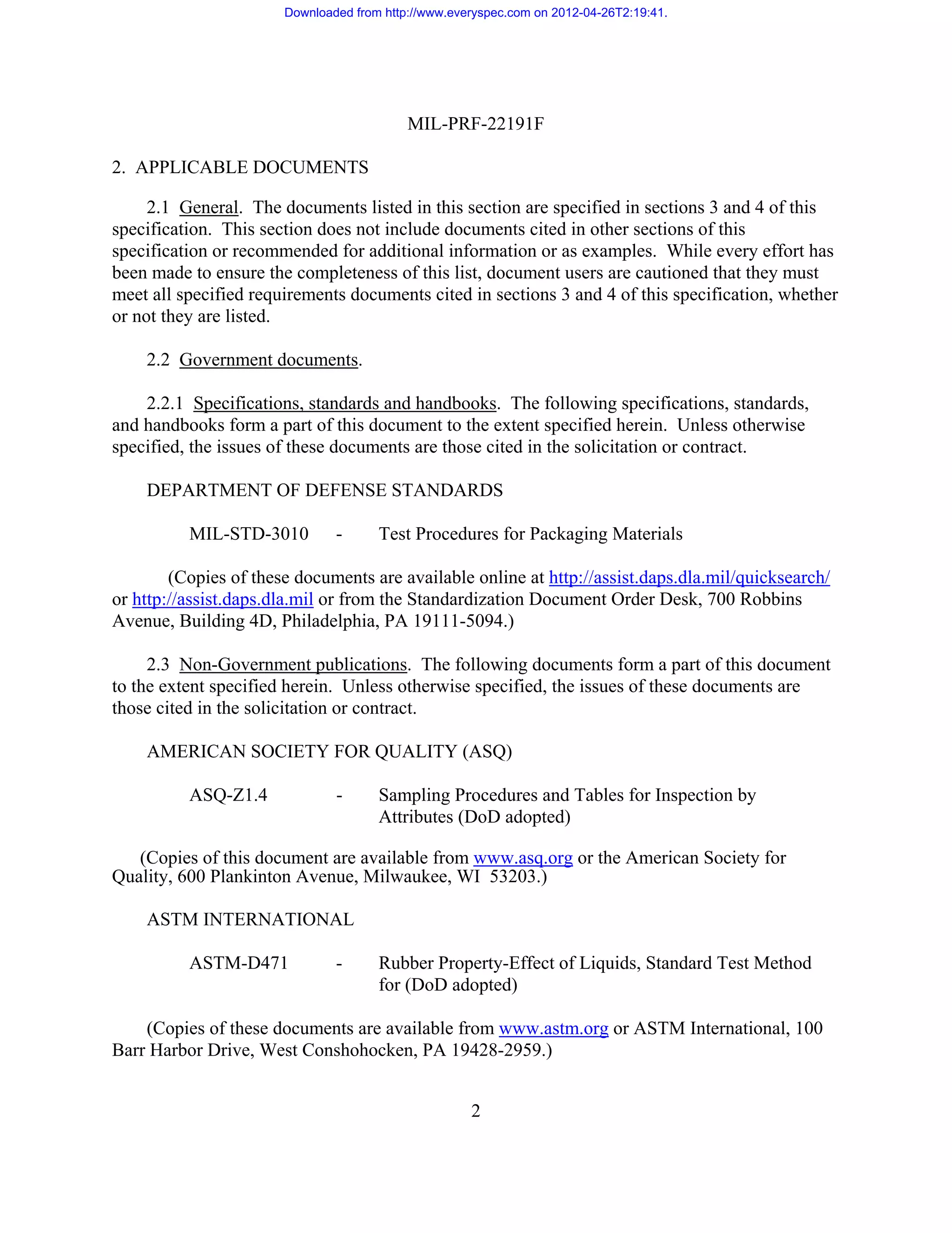 Mil prf-22191 f military packaging | PDF