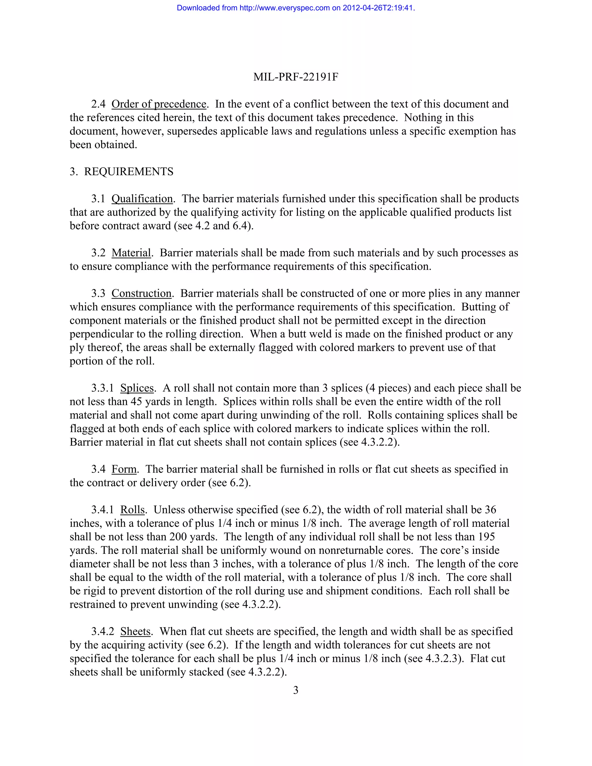 Mil prf-22191 f military packaging | PDF