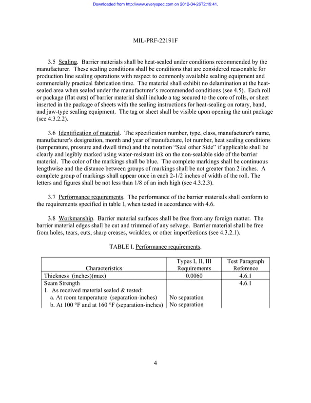 Mil prf-22191 f military packaging | PDF