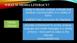 Media and Information Literacy (MIL) 4.MIL Media Literacy (Part 1 ...