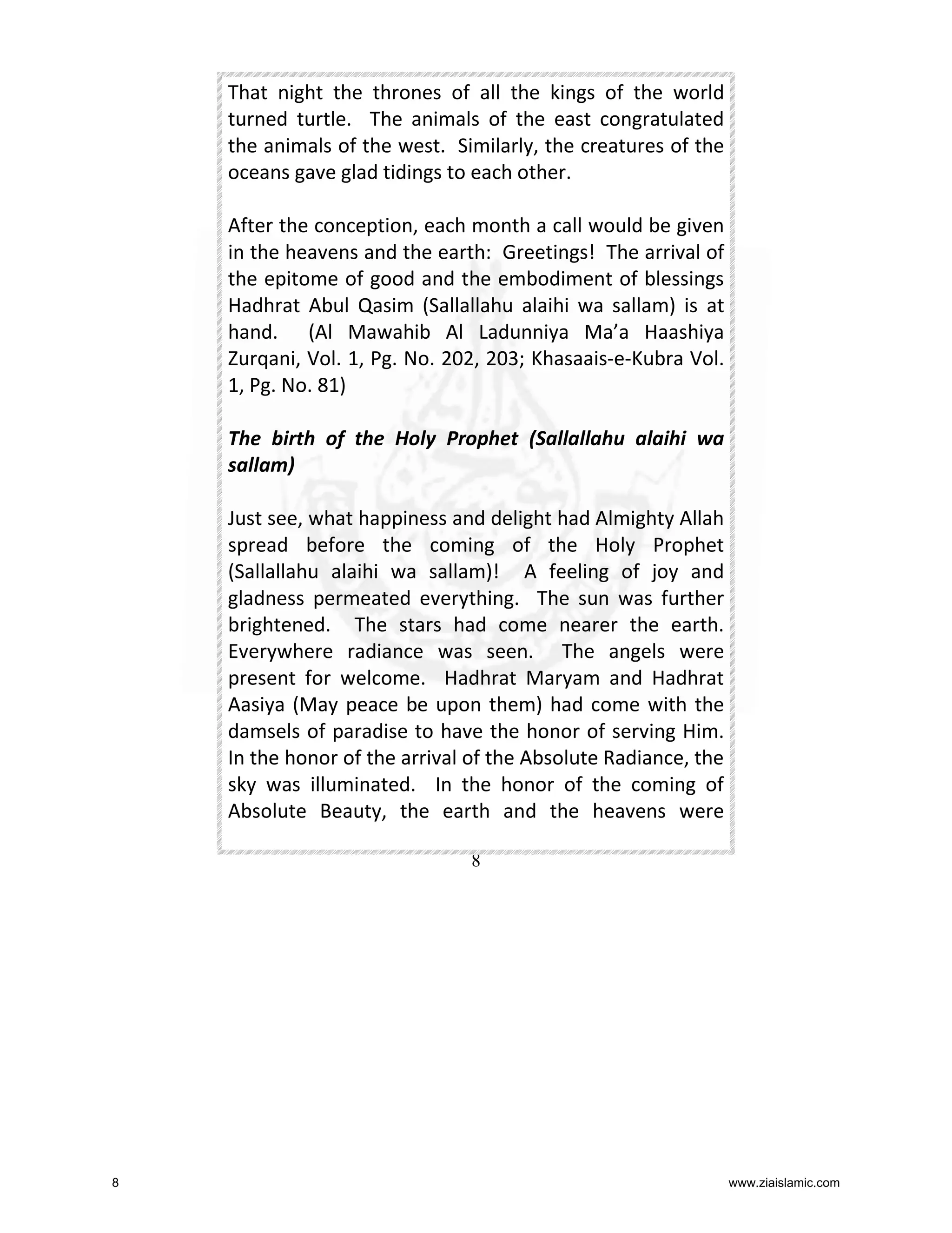 The birth of the Holy Prophet (Sallallahu alaihi wa sallam) | PDF