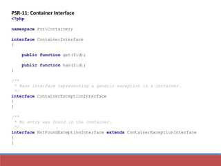 from new class and dependency injection to PSR-11 and Auto-wiring | PPT