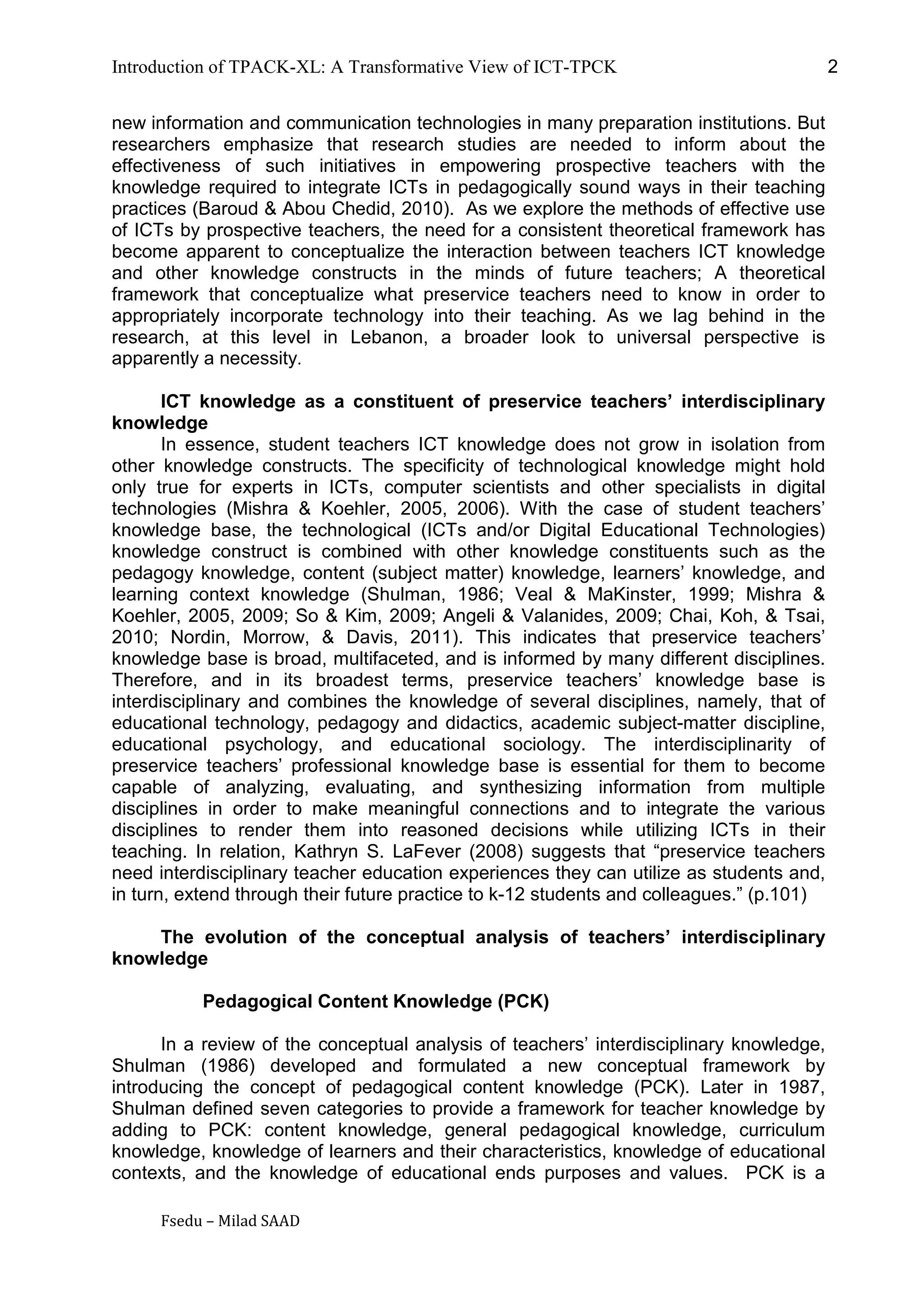 Milad saad presentation introduction of tpack xl2 | PDF