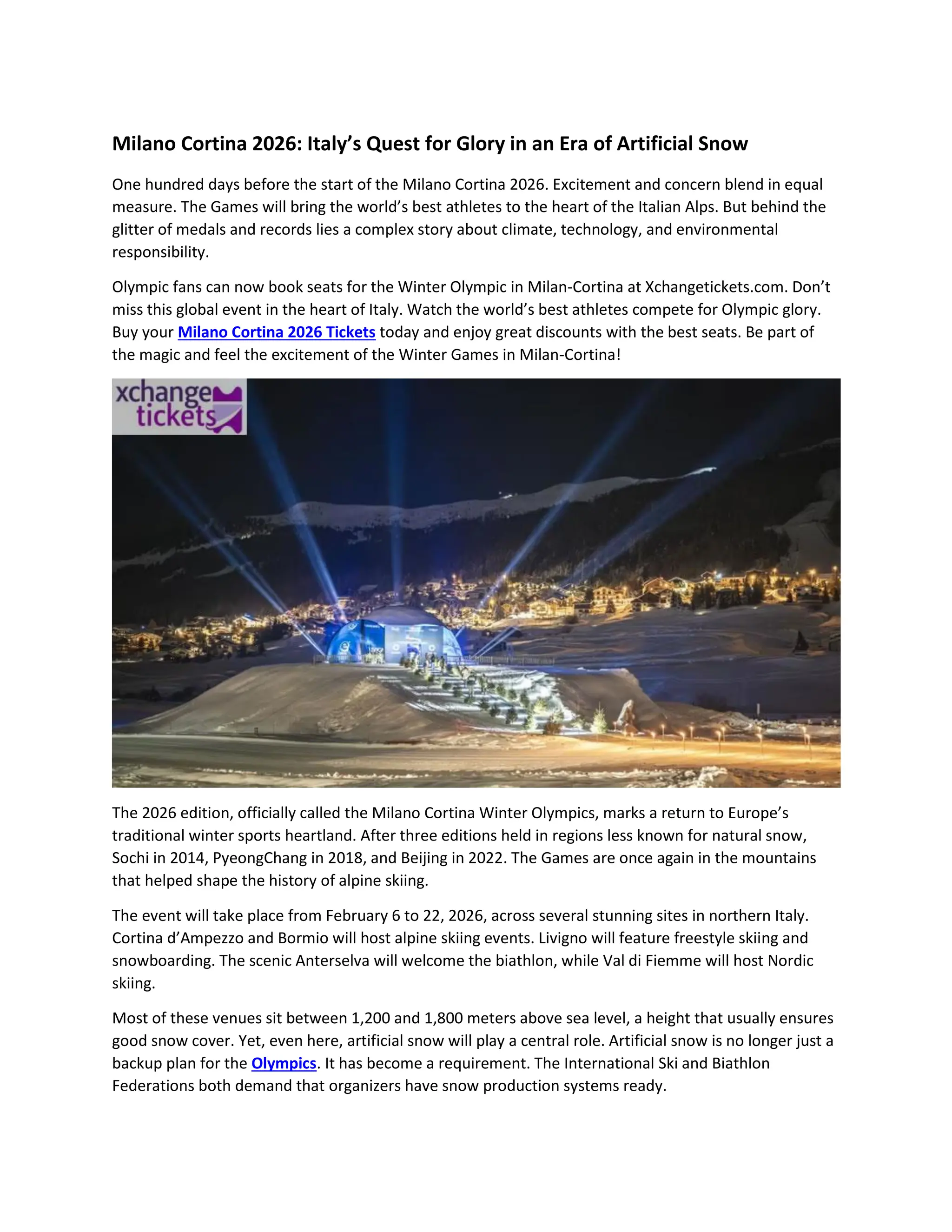 Milano Cortina 2026 Italy’s Quest for Glory in an Era of Artificial ...