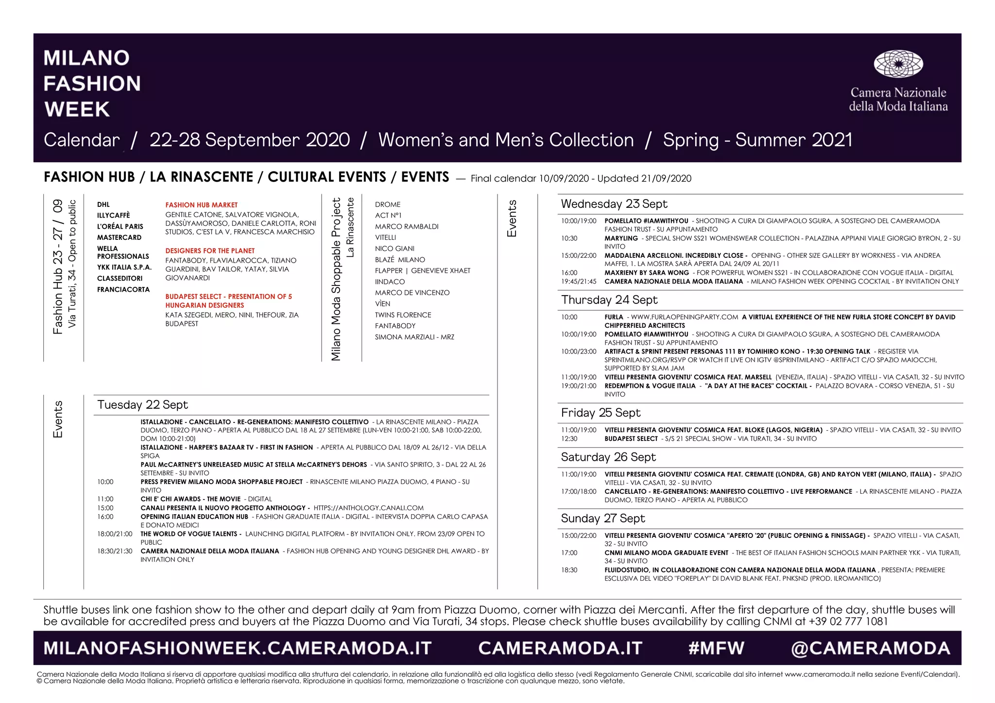 Milano fashion week 2020, il calendario | PDF