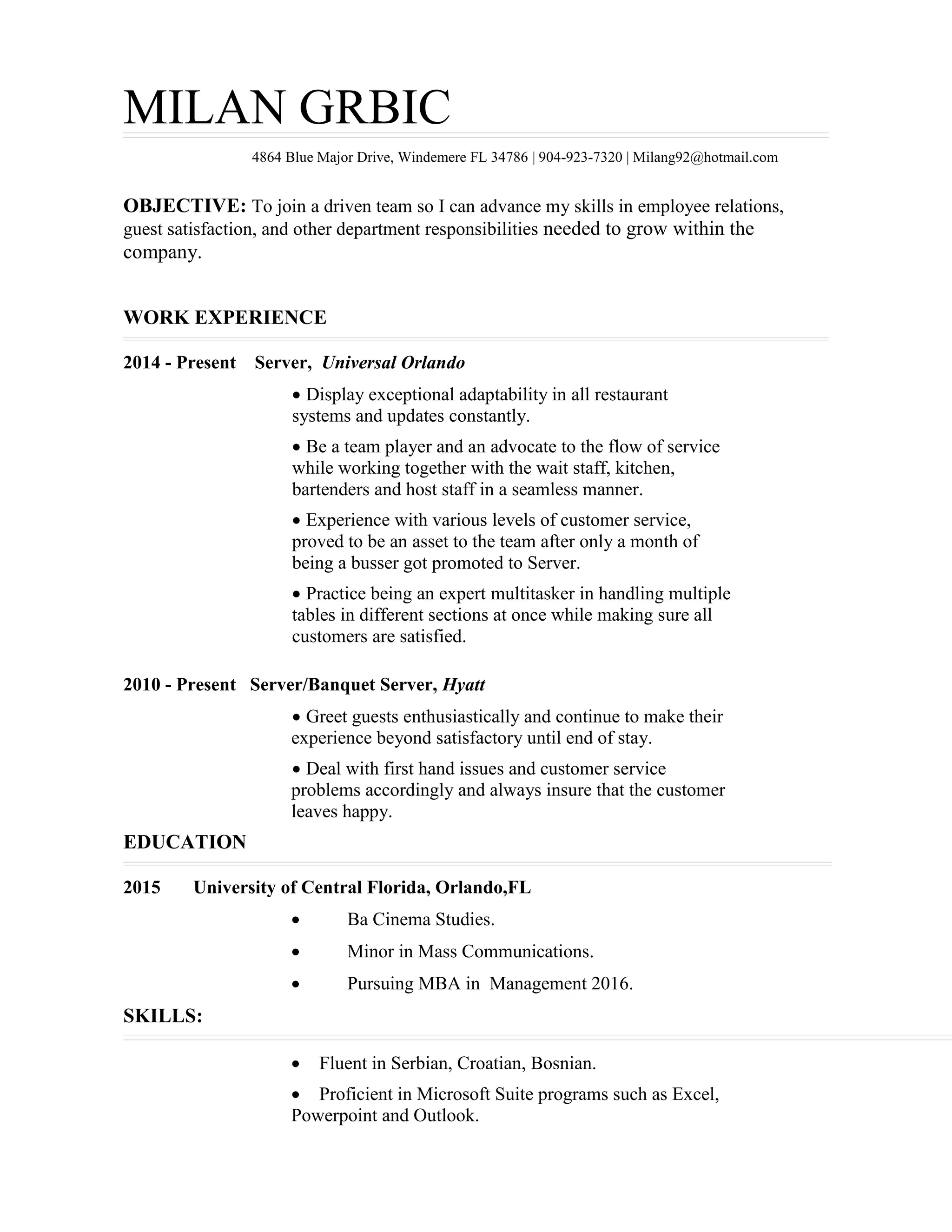 Milan resume | PDF