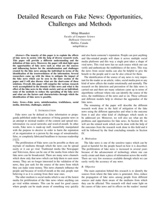 Detailed Research on Fake News: Opportunities, Challenges and Methods | PDF