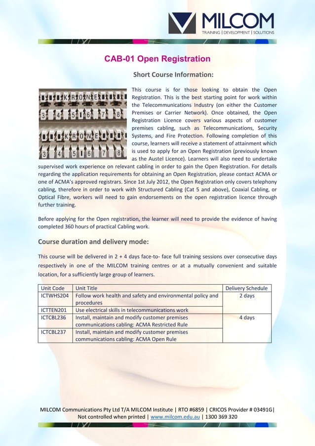 Milcom Open Registration short course outline.v1.5 | PDF
