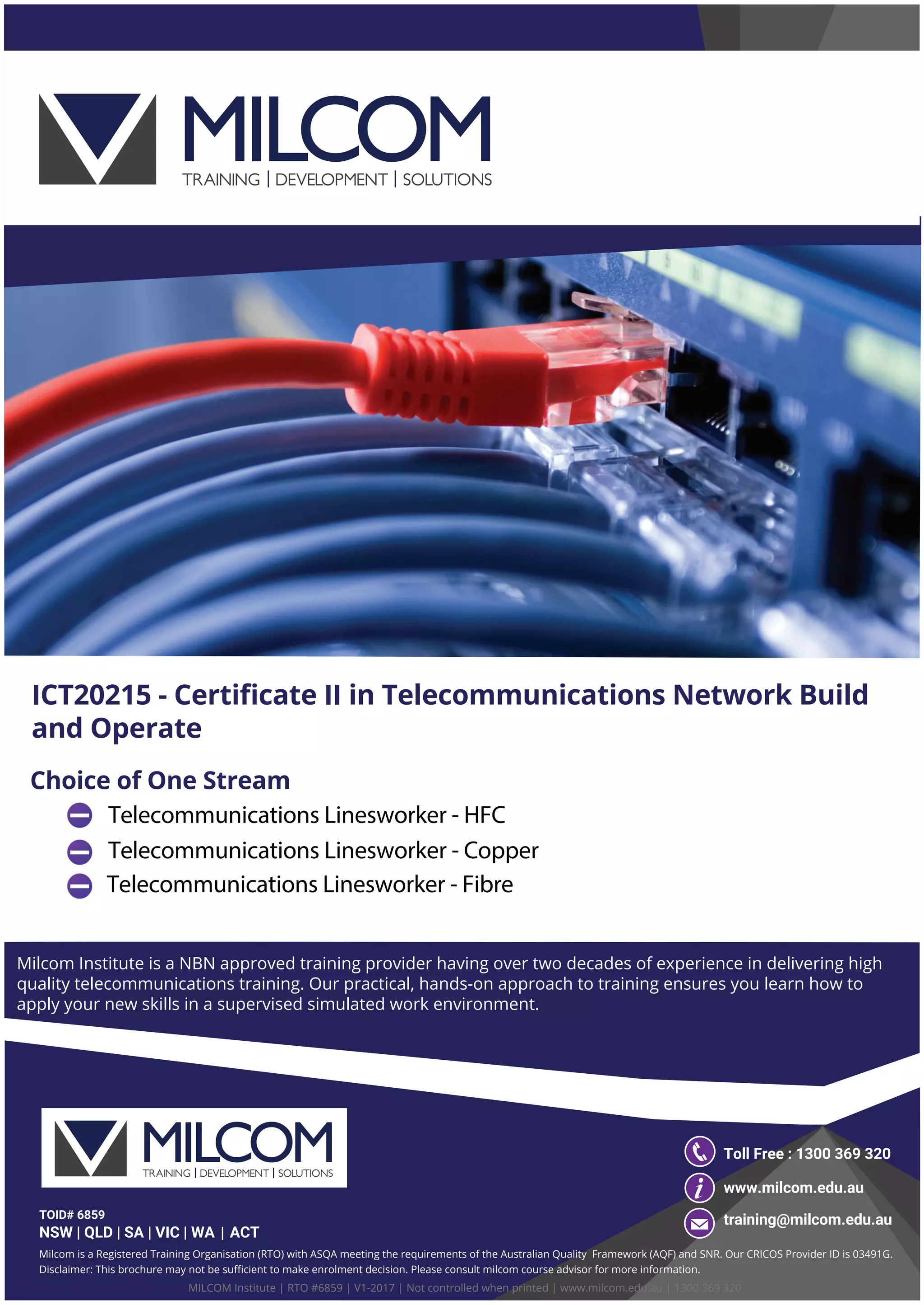 Milcom (ict20215) - Certificate ii in telecommunications network build ...