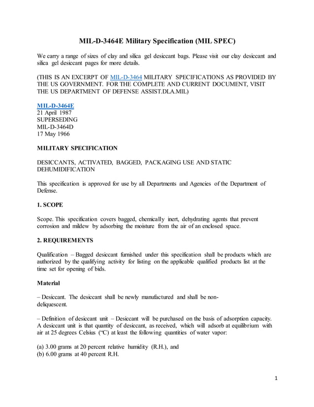 MIL-D-3464E Military Specification (MIL SPEC) | PDF
