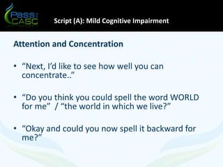 Pass the CASC - Mild Cognitive Impairment - Tutorial for MRCpsych CASC ...