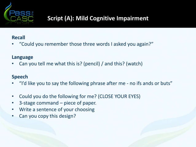 Pass the CASC - Mild Cognitive Impairment - Tutorial for MRCpsych CASC ...