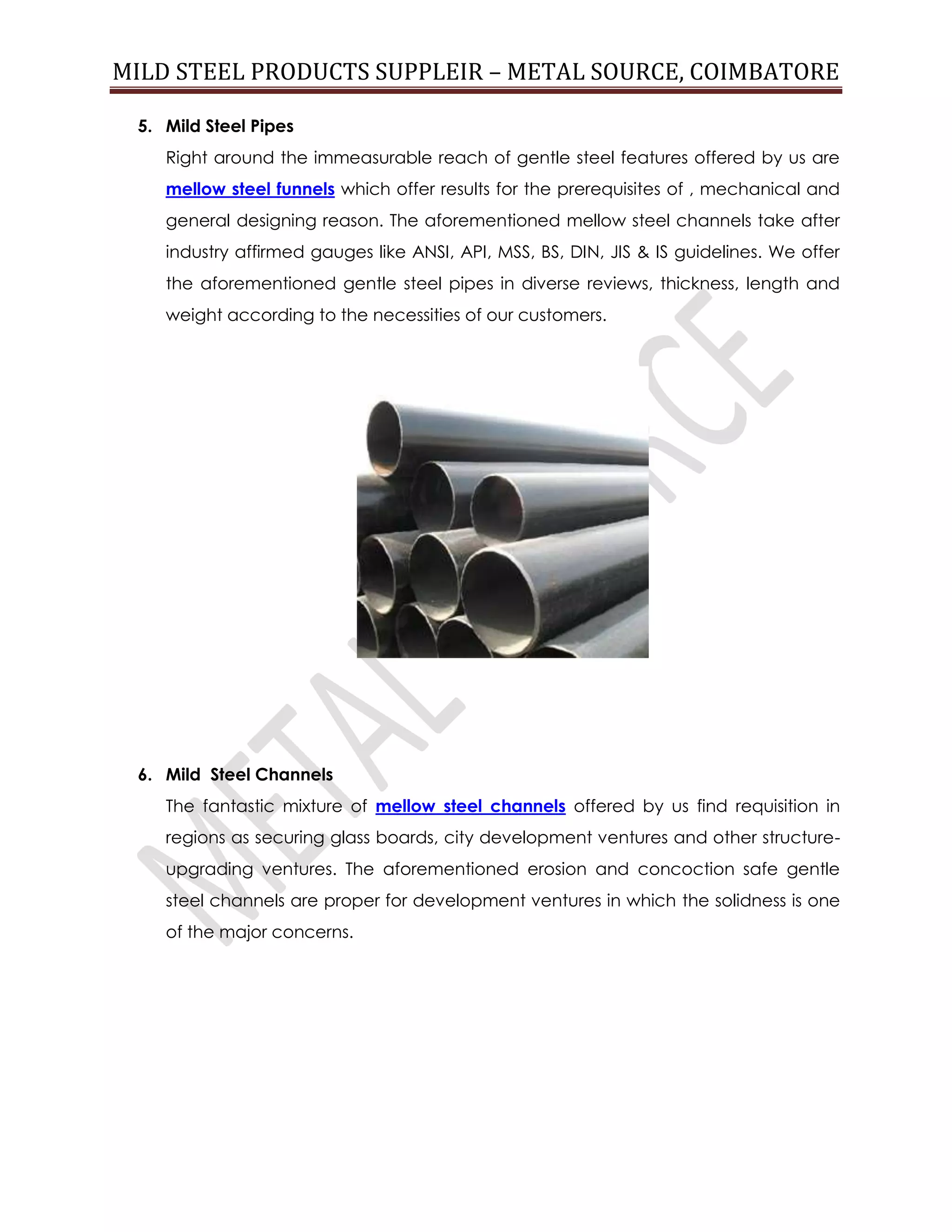Mild steel products suppliers | DOCX
