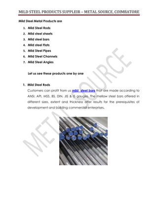 Mild steel products suppliers | DOCX | Commodities | Economy